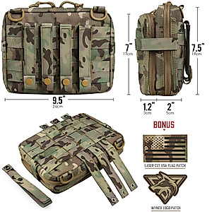 WYNEX Tactical Large Admin Pouch of Double Layer Design, Molle EDC EMT Utility Pouch with Map Sleeve Modular Tool Pouch Large Capacity Flag Patch Included