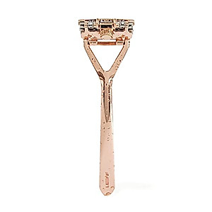 Leaf Shave | Leaf Razor, Rose Gold - All-Metal, Eco-Friendly Razor for Women & Men; Includes 10 Stainless Steel Single-Edge Razor Blades; Recommended for Head Shaving and Leg Shaving