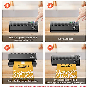 Upgraded Mini Bag Sealer，4000mAh Rechargeable Handheld Mini Heat Sealer with 4.7" Heating Strip & 5 Adjustable Gears-Quick Heat Bag Resealer for Chip Bag, Snack Bag, Plastic Bag - Keep Food Fresh