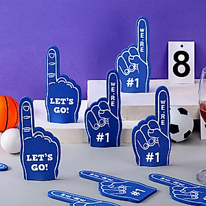 Sinmoe 48 Pieces Sport Party Favors Fan Foam Finger Mini #1 Basketball Baseball Football Soccer Team Cheerleader Gifts for Sporting Events Games Birthday Supplies(Dark Blue)