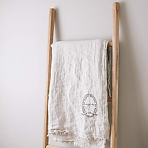 Sandstone & Sage Blanket Ladder | Hand Made Natural 5ft Decorative Wooden Ladder Shelf | Boho Farmhouse Decor to Use for Quilt Rack | Towel Rack for Bathroom | No Assembly Required | Sustainable Wood