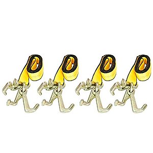 Fekuar 4Pcs 2" x 8' Truck Winch Tie Down Straps with RTJ Cluster Hook Heavy Duty Webbing Complete RTJ Strapes 3 Chain Link RTJ Cluster Hook Towing Truck Anchor Wrecker Tie Down