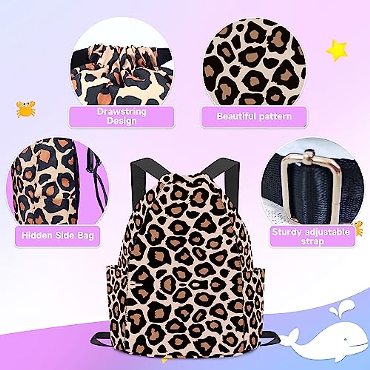 RLGPBON Drawstring Backpack Women and Girls, Kids String Bag Gym Bag Sackpack Sports Backpack