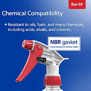 Bar5F Set of 2 Premium 24 oz Spray Bottles, NBR Gasket - Superior Hydrocarbon Resistance - Ideal for Auto Detailing & Industrial Cleaning