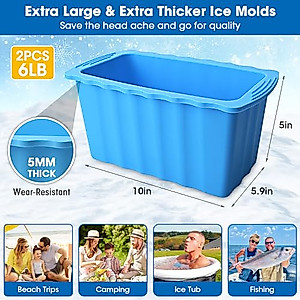 2Pack Extra Large Ice Block Molds-12LB Extra Thick Large Silicone Ice Cube Molds Reusable Giant Ice Cube Bricks Maker Molds Big Ice Tray for Coolers &Ice Bath Tub Cold Plunge Water Chiller Accessories