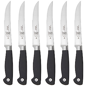 Mercer Culinary Genesis 7-Piece Forged Steak Knife Set, Steel/Black