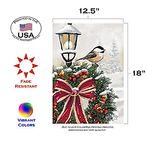 Toland Home Garden 12x18 Inch Double Sided Garden Flag Winter Flag, Snowy Wreath Christmas Winter Garden Flag House Flag For Outdoor Yard Decoration