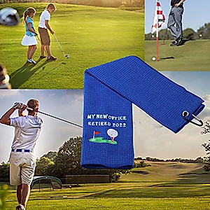 PXTIDY Office Retired Gift Retirement Golf Towel My New Office Retired 2022 Retired Queen Gift Retirement Party Gift 2022 Retirement Golf Towel Colleagues Golf Towel Gift (Blue)