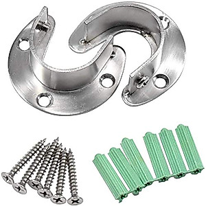 HQDeal 2 Pack Stainless Steel Closet Pole Sockets, Heavy Duty Closet Rod End Supports U Shaped Flange Rod Holder with Screws for Wardrobe Bracket Shower Curtain Rod Flange Socket Kit (25mm)