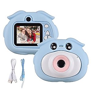 Andoer Mini Cartoon Kids Digital Camera 1080P Digital Video Camera for Kids Dual Lens 2.0Inch IPS Screen 4X Zoom Built-in Battery Cute Photo Frames Interesting Games with Strap Birthday