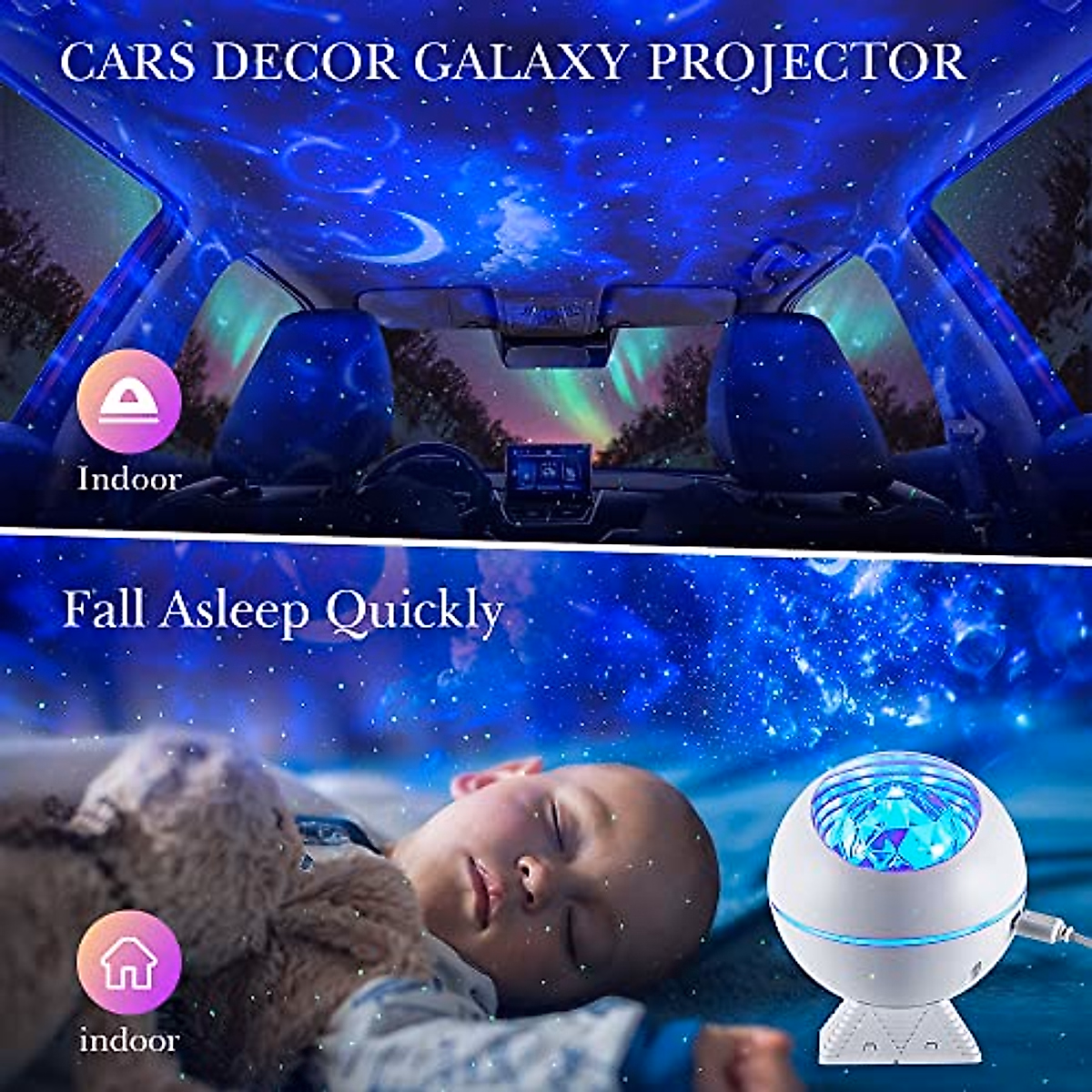 ONEFIRE Galaxy Projector for Bedroom, 43 Lighting Modes Star Projector Galaxy Light, Remote Timer Moon Lampn Ceiling Projector Lights for Bedroom,Voice Control Ocean Projector Room Lights for Bedroom