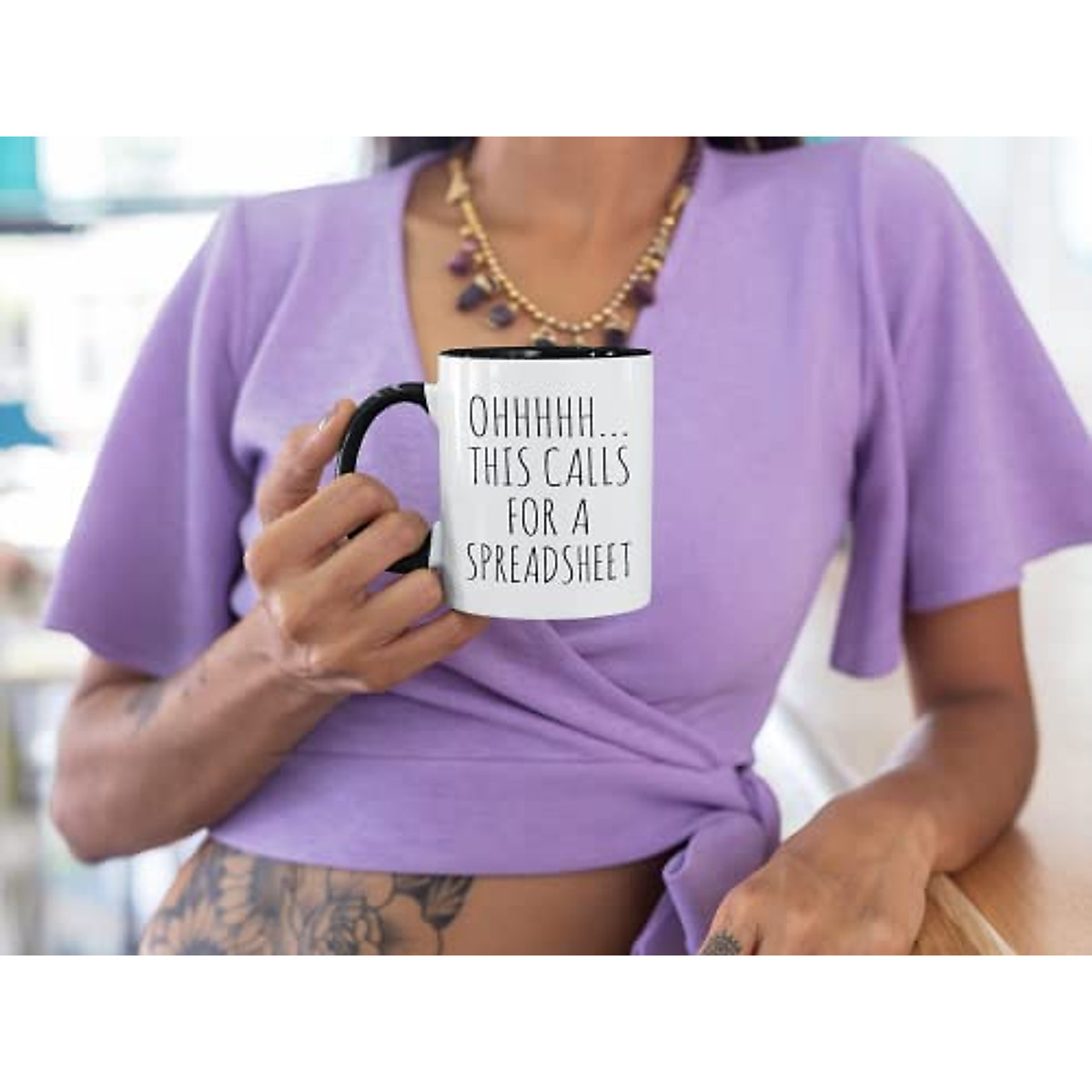 Ohhhhh This Calls For A Spreadsheet Coffee Mug - Unique Gift Mugs For Boss, CPA, Accountant And More, Mugs Are White With Colored Inside And Handle, Surely To Be Loved By All. (Two Tone Black, 11oz)