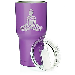 Smooth Body Tumbler Stainless Steel Vacuum Insulated Travel Mug Cup Gift Buddha Yoga lotus (30 oz, Purple)