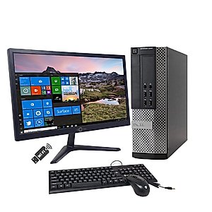 Dell OptiPlex 9020 Desktop Fast PC with Tecnii 20 HD 3ms Monitor(HDMI) (Intel Quad Core i5 up to 3.60 GHz, 16GB DDR3, 512GB SSD, KB, Mouse, Wireless WiFi, DP, Windows 10 Home 64-bit)(Renewed)