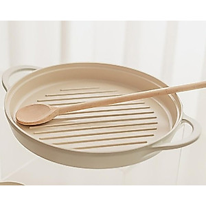 FIKA Kitchen Nonstick 10-Inch BBQ Grill Pan, Griddle with Handle, Healthy Cooking Frying Barbeque Skillet, Induction Compatible Cookware, Oven Safe, Made in Korea (10" Round)