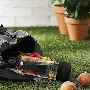 LEVIVO Water Bubbler Bottle, Unbreakable Plastic Bottle Bubbler, with lid and Bottom in Black, Content: Approx. 1