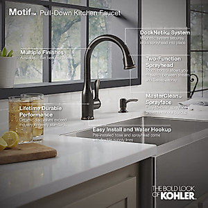 Kohler R23863-SD-VS Motif Kitchen Faucet with Pull Down Sprayer and Soap Dispenser, Vibrant Stainless