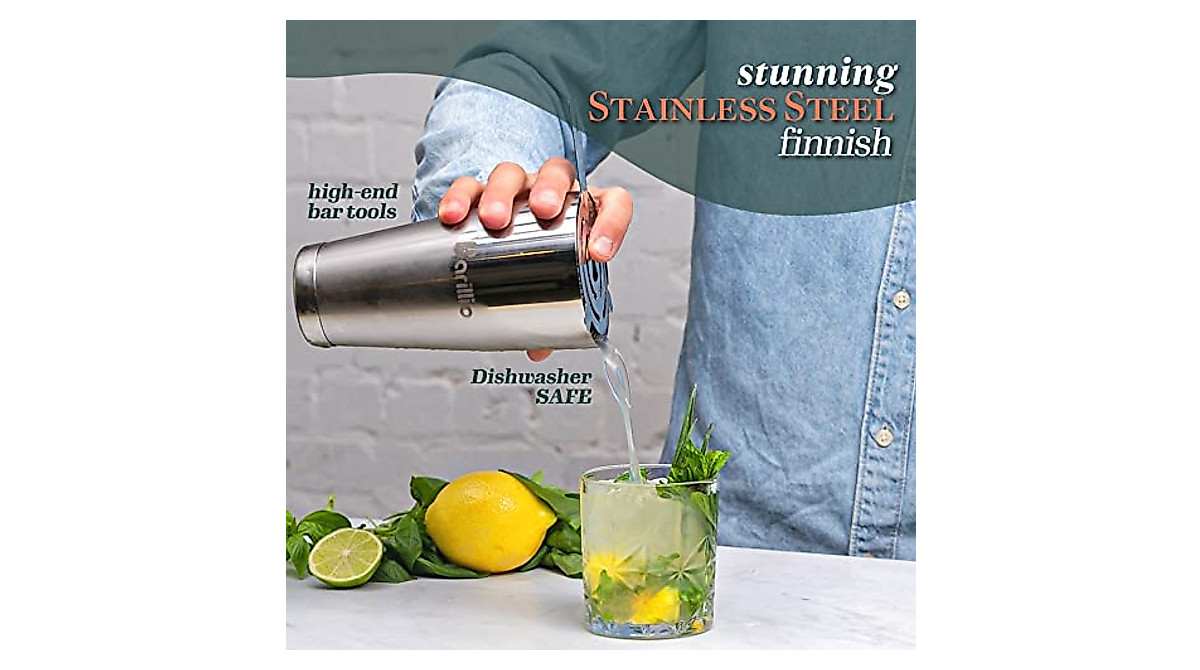 Cocktail Shaker Set Bartender Kit by BARILLIO: Complete Bar Tool Set ...
