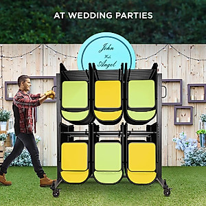 Folding Chair Rack Folding Chair Cart with Capacity 84 Folding Chair Storage Rack 360° Rubber Locking Wheels Weatherproof Cover Mobile Chair Dolly for Stackable Chairs Folding Tables and Chairs