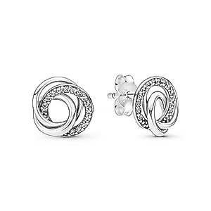 PANDORA Family Always Encircled Stud Earrings - Timeless Earrings for Women - Great Gift for Her - Made with Sterling Silver & Cubic Zirconia