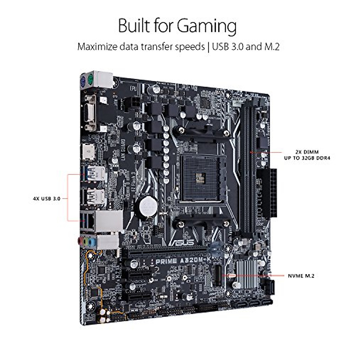 ASUS PRIME A320M-K AMD Ryzen AM4 DDR4 HDMI VGA M.2 USB 3.1 Micro-ATX Motherboard