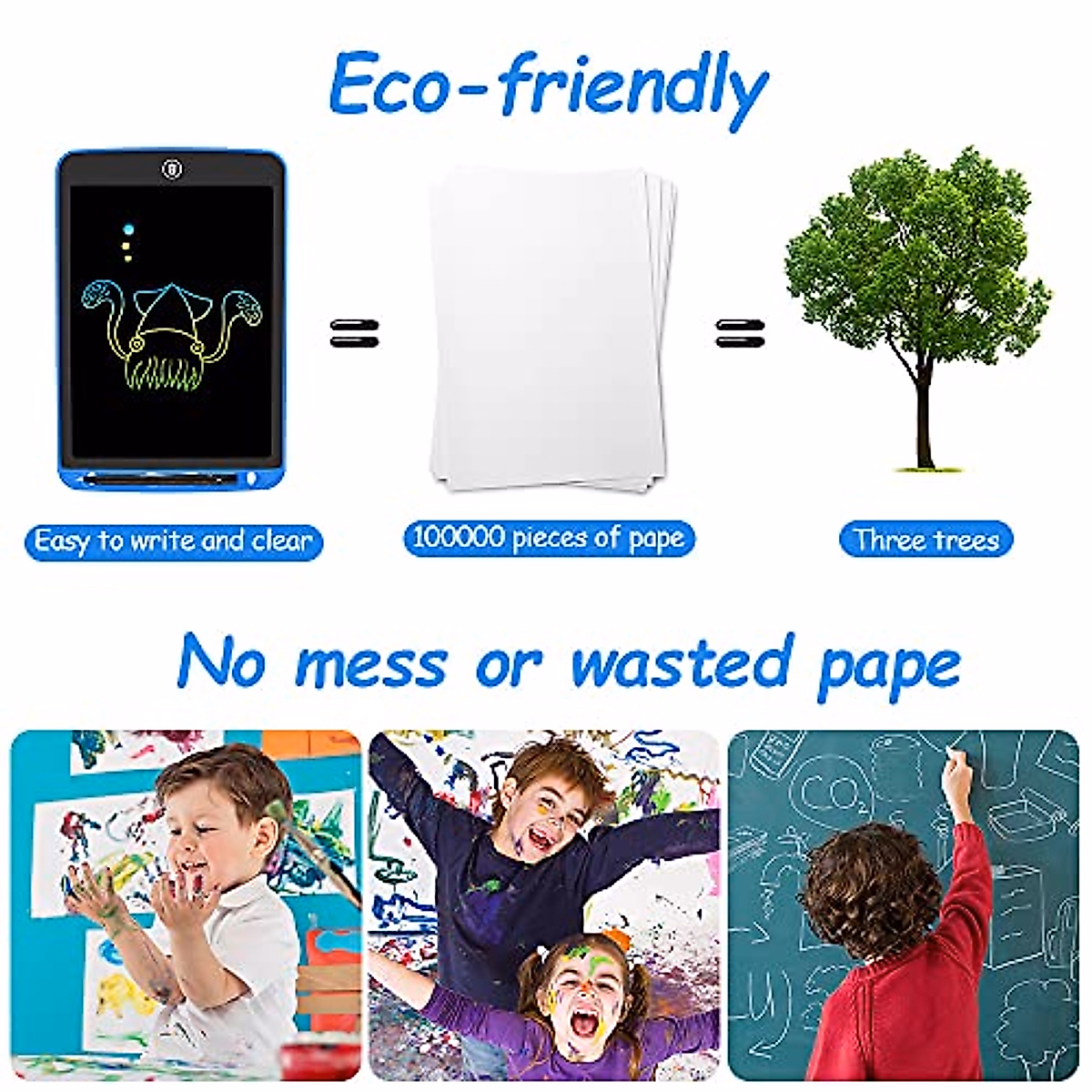 LCD Writing Tablet 10 Inch Toddler Doodle Board, Colorful Drawing Tablet, Erasable Electronic Painting Pads, Educational and Learning Kids Toy for 2 3 4 5 6 Year Old Boys and Girls Gifts(Dark Blue)