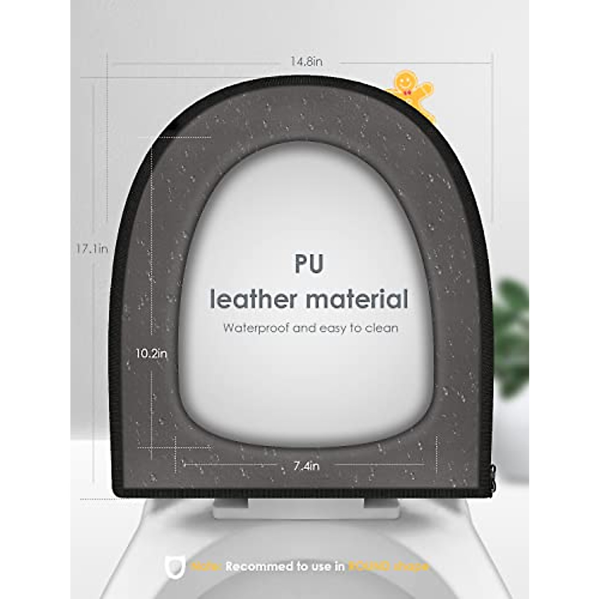 Heated Toilet Seat Cover - LIPSUN Electric Heated Toilet Cushion Washable, 2 Levels Fast Heating/Constant Temperature, Toilet Seat Warmver for Round Shape Toilet, Gift for Winter & Christmas