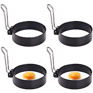 Egg Ring, Round Professional Pancake Mold, Egg Cooker Rings For Cooking, Stainless Steel Non Stick Round Egg Ring Mold For Fried Egg, Pancakes, Sandwiches 4PCS (4 PCS)
