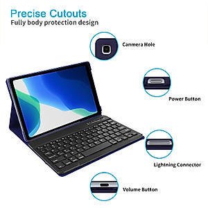 Keyboard Case for Samsung Galaxy Tab A7 10.4'' 2020 Model (SM-T500/T505/T507), Slim Lightweight Stand Cover - Magnetically Detachable Bluetooth Keyboard, Auto Sleep/Wake Function, Dark Blue