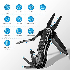 Pocket Knife, Multitool Folding Knife, Stainless Steel Portable Pocket Knifes, Tactical Folding Knife With Saw, Plier, Screwdriver, Bottle Opener, Holiday Gift For Father, Husband
