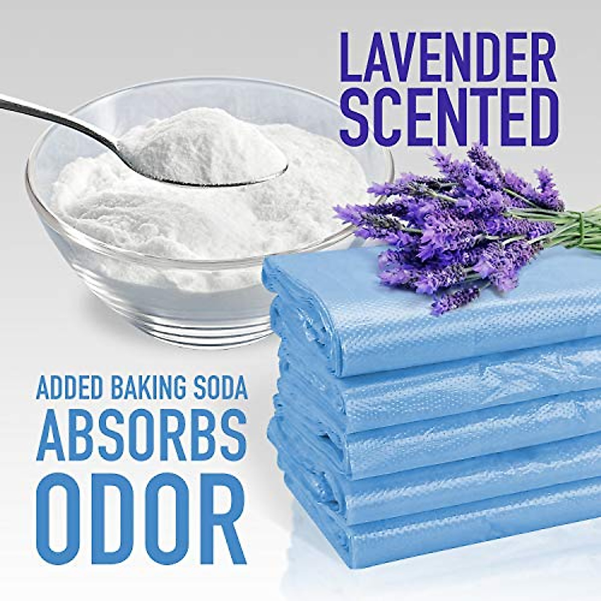Tadge Goods Baby Disposable Diaper Bags Scented with Lavender - Odor Absorber Biodegradable Plastic Diaper Sacks for Trash Bag Essential Items - Bags for Dirty Diapers - Refill 200 Count (Blue)