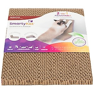 SmartyKat Scratch Ladder Angled Corrugated Cat Scratcher, Catnip Infusion Technology - Brown, One Size