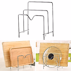DOUBA Multifunctional Stainless Steel Bakeware Rack Pot Lid Rack Holder Organizer Cutting Board Rack Pantry Rack - 3 Layers