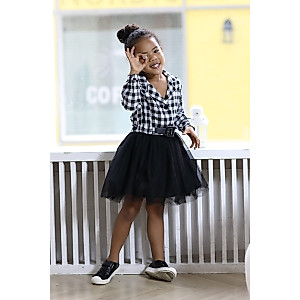 Little Baby Girl Black and White Dress Buffalo Plaid Tutu Skirt Party Princess Formal Outfit Clothes