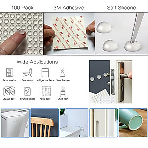 Door Stoppers for Wall, 8 * 4mm Door Knob Wall Protector 100pcs Small Hemispherical Quiet Soft Clear Silicone Shock Absorbent Door Wall Protector