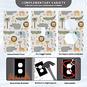 Wild Animals Zoo Toggle Light Switch Wall Plate Electrical Outlet Cover Size 1 Gang 2.9" x 4.6" Kids Decorative Nursery Teen Toddler Room Bedroom Bathroom Decor