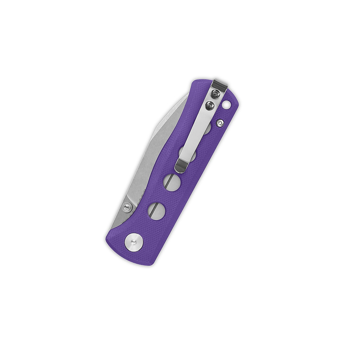 QSP KNIFE CANARY FOLDER POCKET KNIFE, SHARP 14C28N BLADE with COLORFUL G-10 HANDLES (stonewash blade, purple G-10 handle)