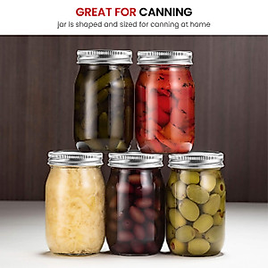 Paksh Novelty Mason Jars - Food Storage Container - 16 Oz - 5-Pack Regular Glass jars- Airtight Container for Pickling, Canning, Candles, Home Decor, Overnight Oats, Fruit Preserves, Jam or Jelly