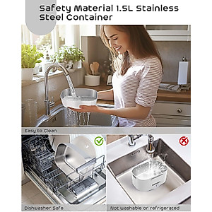 Electric Lunch Box for Car and Home, Work Office - 12V-24V/110V Portable Food Warmer Heater Lunch Box for Men & Adults With 304 Food-Grade Stainless Steel Container 1.5L, SS Fork & Spoon - Grey