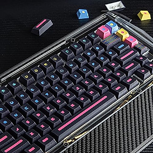 Keycaps PBT Keycap 117 Key Set for Mechanical Keyboards Multiple Color Styles English (US) Layout (Multicolor-Black)