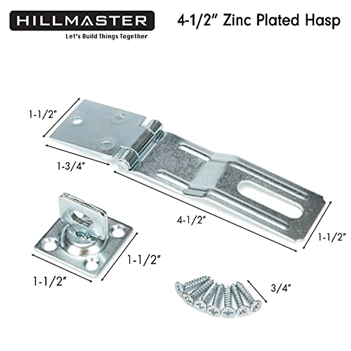 HILLMASTER 2 Pack Swivel Staple Safety Hasps, 4-1/2" Gate Door Hasp Latch with Twist Knob Safety Padlock Clasp Lock for Fence, Gate, Cabinet, Barn Door, Shed, Zinc Plated