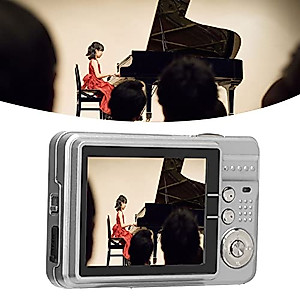 Jopwkuin Digital Camera, Built in Fill Light 2.7in LCD 4K Vlogging Camera Portable for Shooting(Silver)