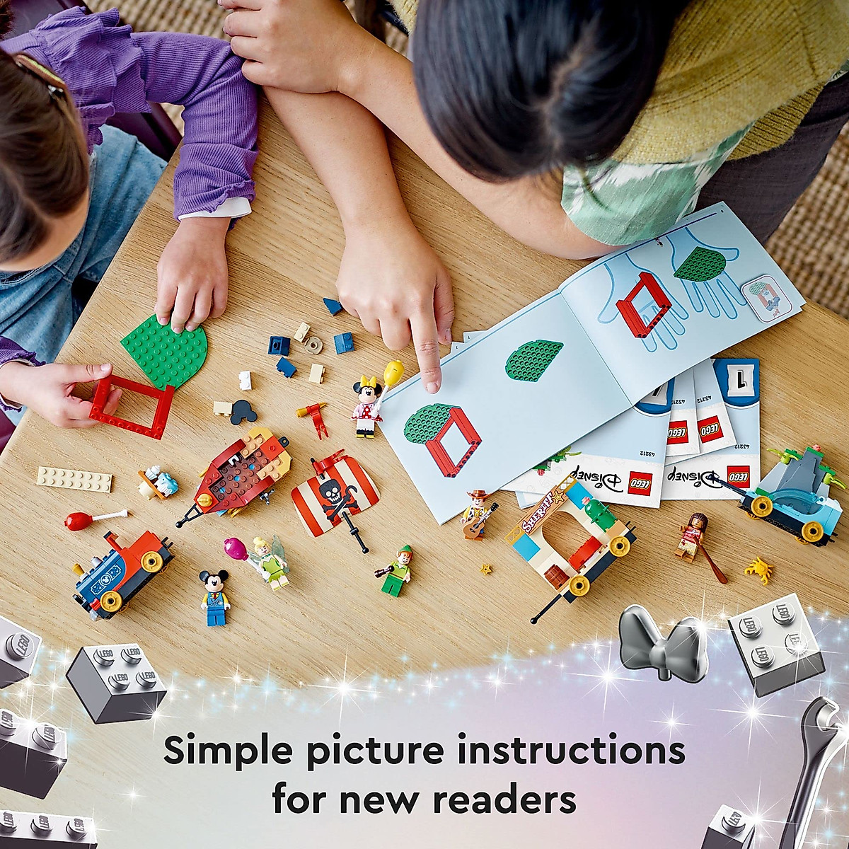 LEGO Disney 100 Celebration Train Building Toy 43212 Imaginative Play, Fun Birthday Gift for Preschool Kids Ages 4+, 6 Disney Minifigures: Moana, Woody, Peter Pan, Tinker Bell, Mickey & Minnie Mouse