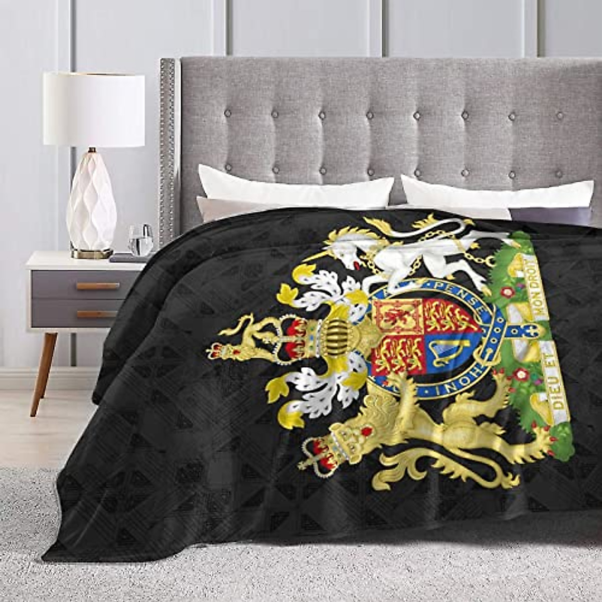 Royal Coat of Arms of The United Kingdom Flannel Fleece Throw Blanket ,Softest Super Fluffy Bed Plush Blanket Throw, Sofa Luxury Cozy Couch Blanket 80"x60"