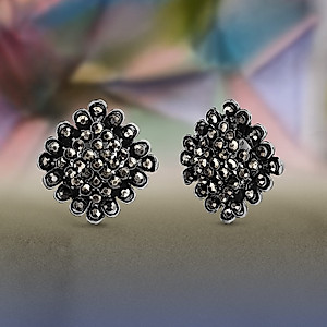 Badgley Mischka Antiqued Finish Rhinestone Square Shape Clip On Stud Earrings for Women