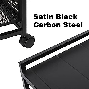 YSSOA Office Vertical File Cabinet with 3 Drawers, Mesh Storage Drawer Cart with Lock on Wheels, Printer Stand Filing Cabinet for A4, Letter Sized Document with Durable Steel Construction, Black