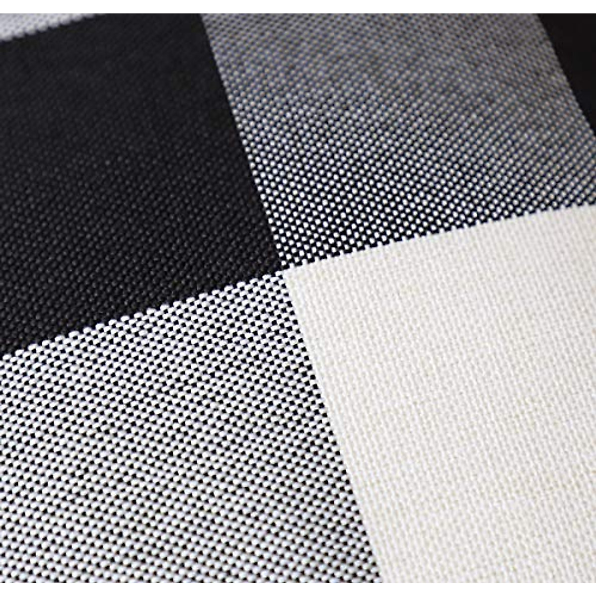 4TH Emotion Set of 2 Farmhouse Buffalo Check Plaid Throw Pillow Covers Cushion Case Polyester Linen for Fall Home Decor Black and White, 12 x 20 Inches