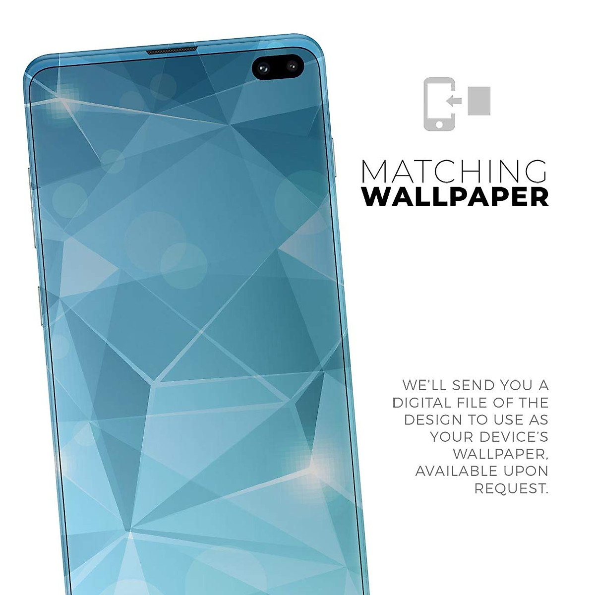 DesignSkinz Vector Shiny Blue Crystal Pattern Protective Vinyl Decal Wrap Skin Cover Compatible with The Samsung Galaxy S20 (Screen Trim & Back Glass Skin)