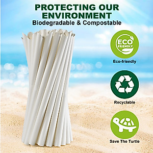 Chunspak 9 Inch Individually Wrapped Disposable White Paper Boba Straws, Bubble Tea Straws 100 Counts, 0.5"/12mm Wide - Pointed End, Extra Thick, Fat - Eco-friendly Biodegradable