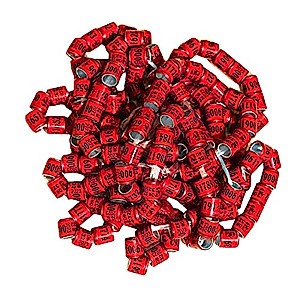 Fenteer 50x 2023 Pigeon Leg Rings Bird Foot Bands for Bantam Finch Canary, Red